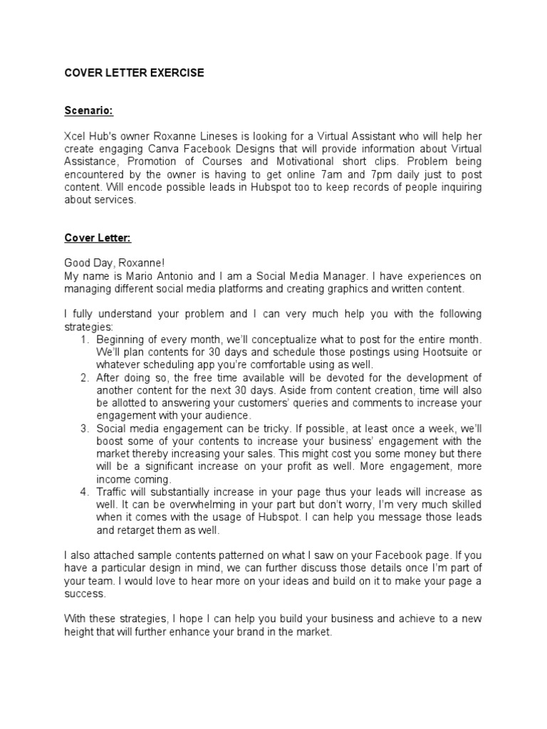 Cover Letter Exercise | PDF