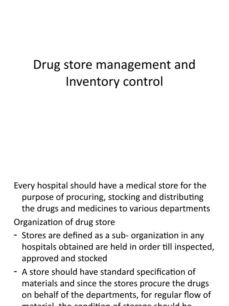 Drug Store Management and Inventory Control | PDF | Inventory | Pharmacy