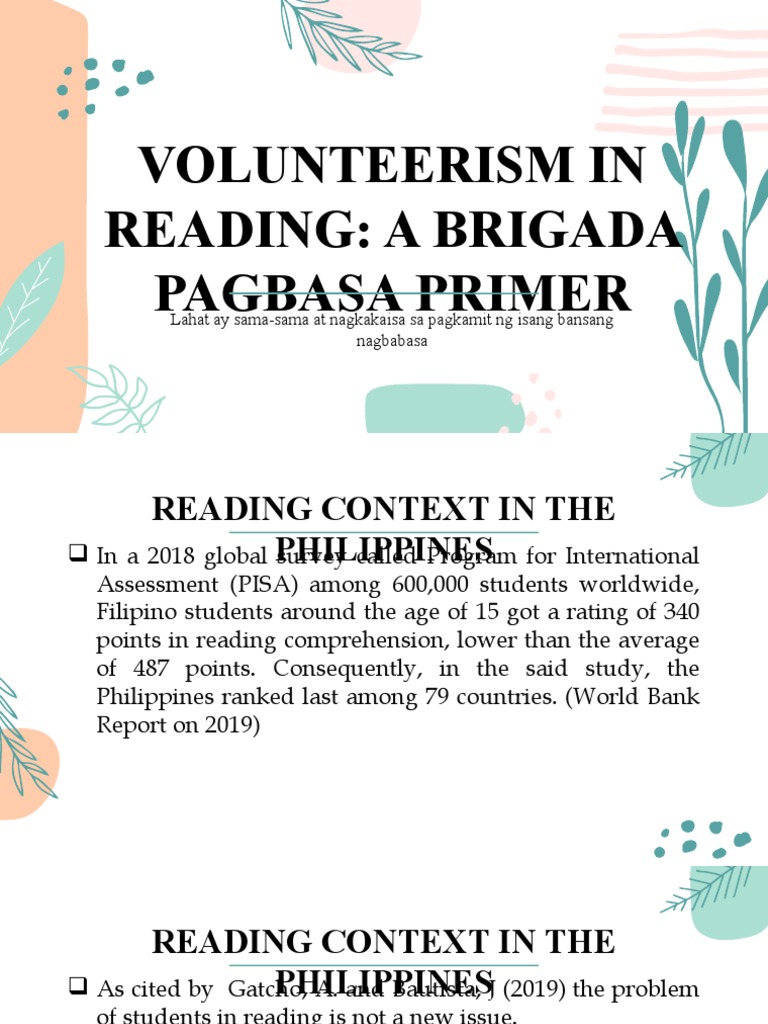 Brigada Pagbasa: A Community Literacy Initiative | PDF | Literacy ...
