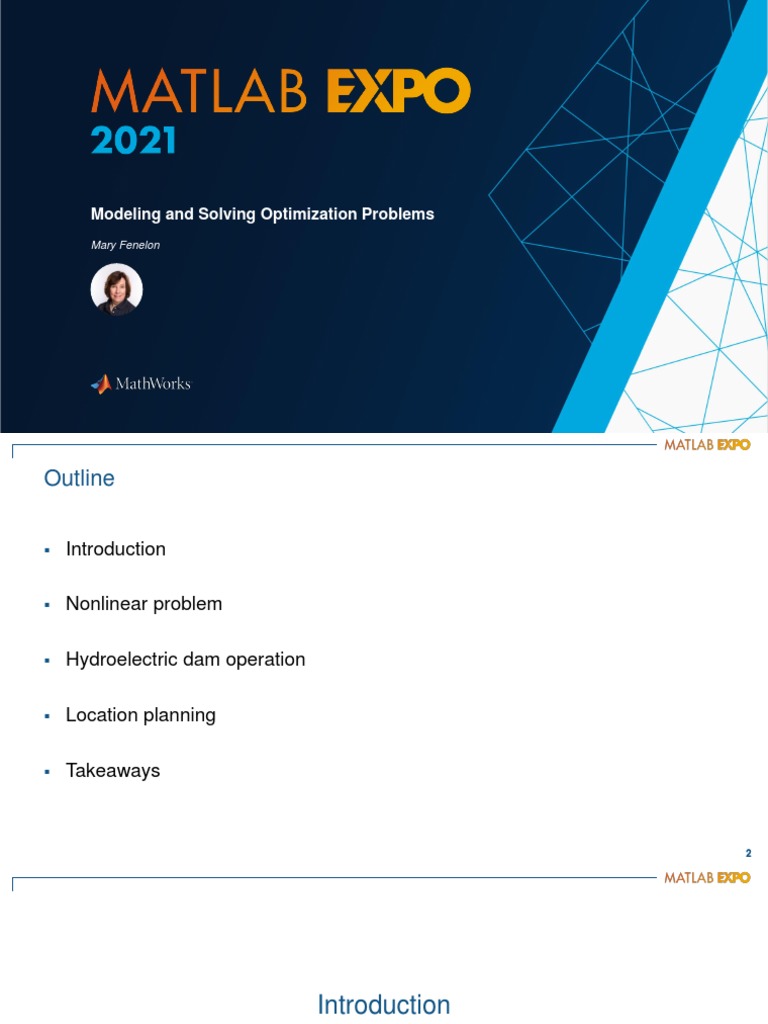 Matlab Expo 2021 Modeling and Solving Optimization Problems Edt | PDF | Mathematical ...