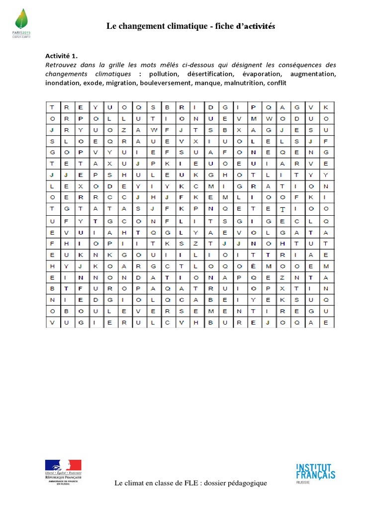 Climat: Activités pour FLE | PDF | Changement climatique | Climat