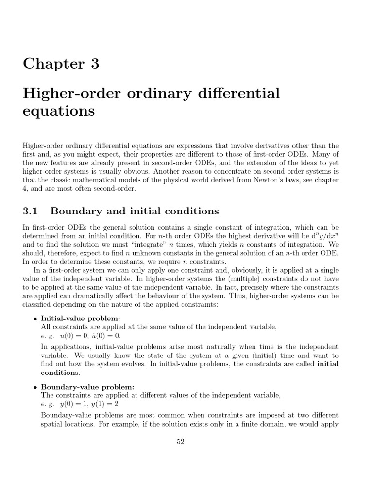 Higher-Order Ordinary Differential Equations: 3.1 Boundary and Initial Conditions | PDF ...
