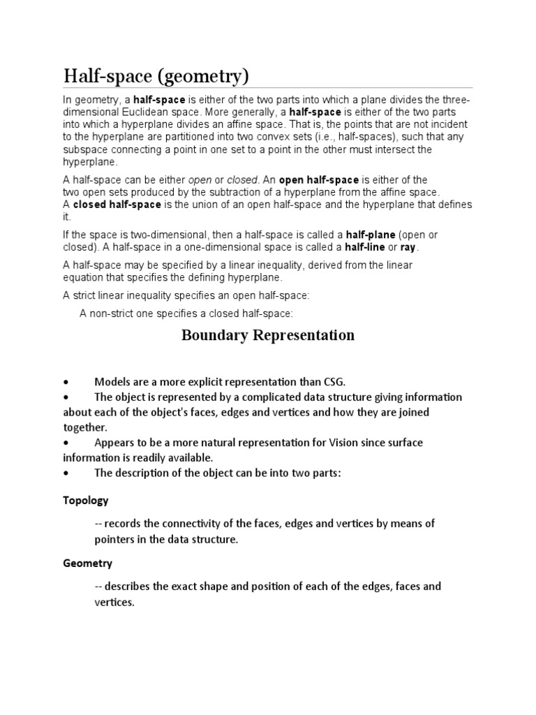 Half-Space (Geometry) : Boundary Representation | PDF | Geometry ...