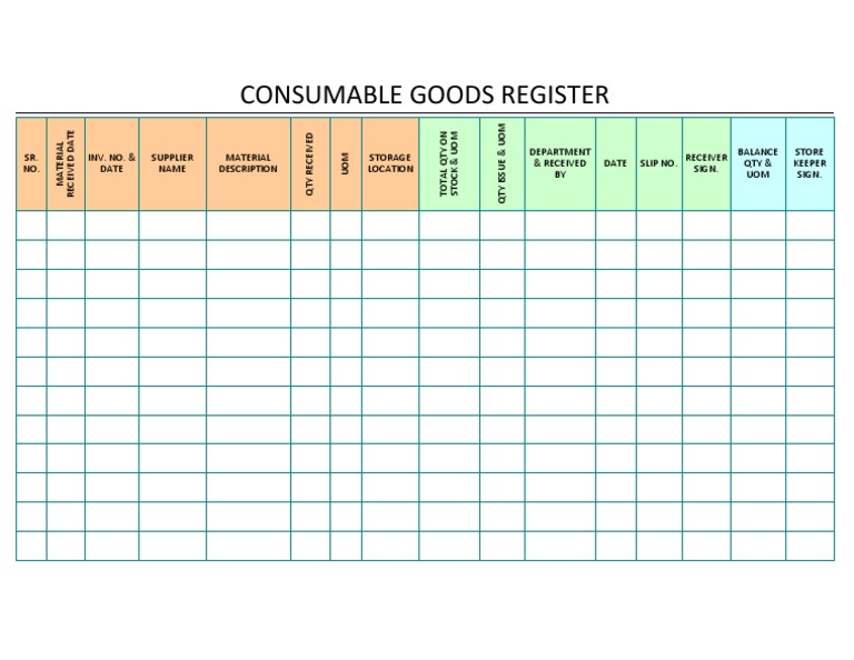Consumable Goods Register | PDF
