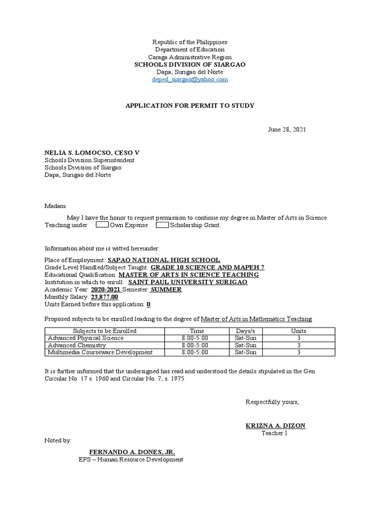 Permit To Study | PDF | Academic Degree | Educational Stages