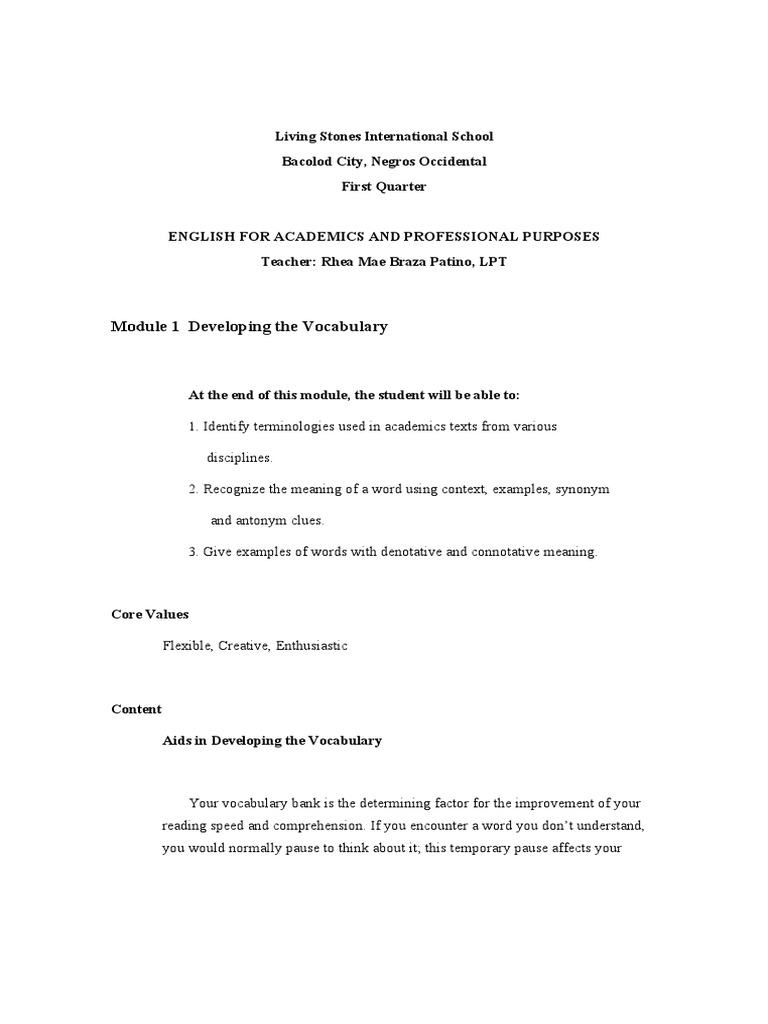 SHS Module 1-3 | PDF | Reading Comprehension