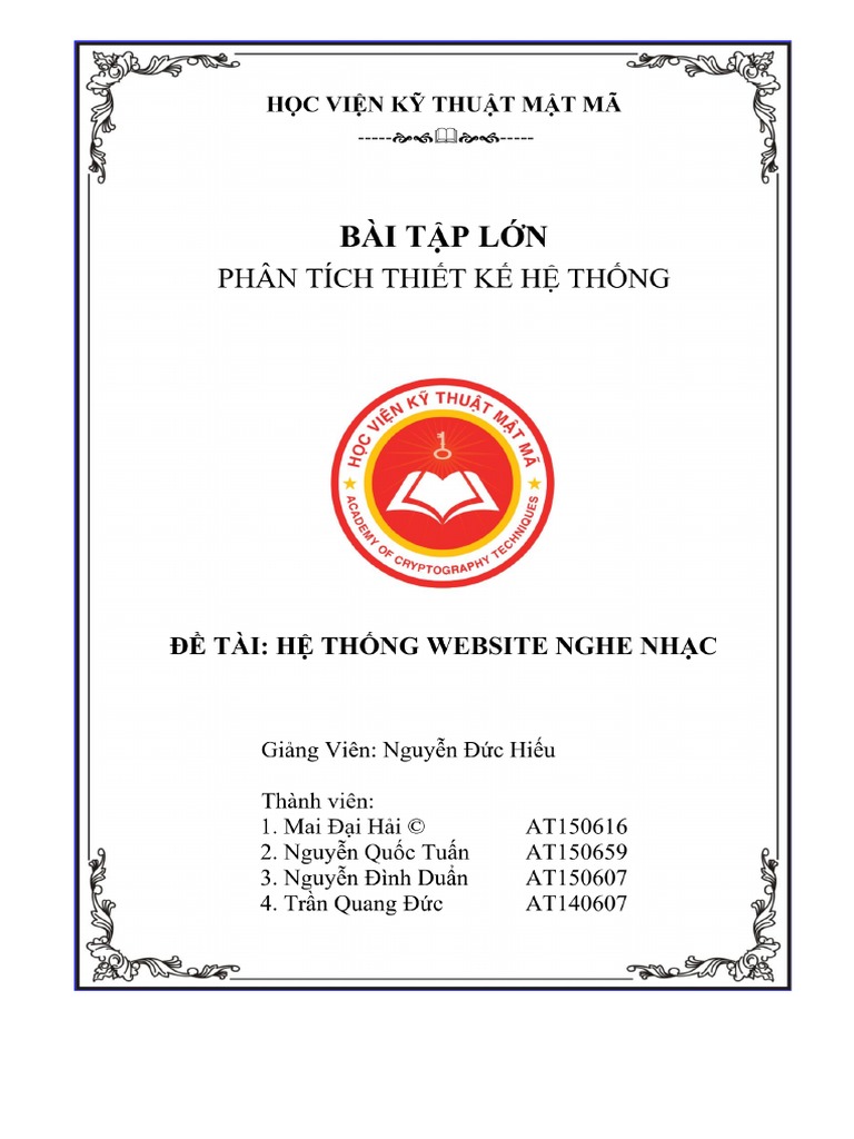 Báo Cáo Đề Tài 39 PTTKHT - Website Nghe Nhạc-final | PDF