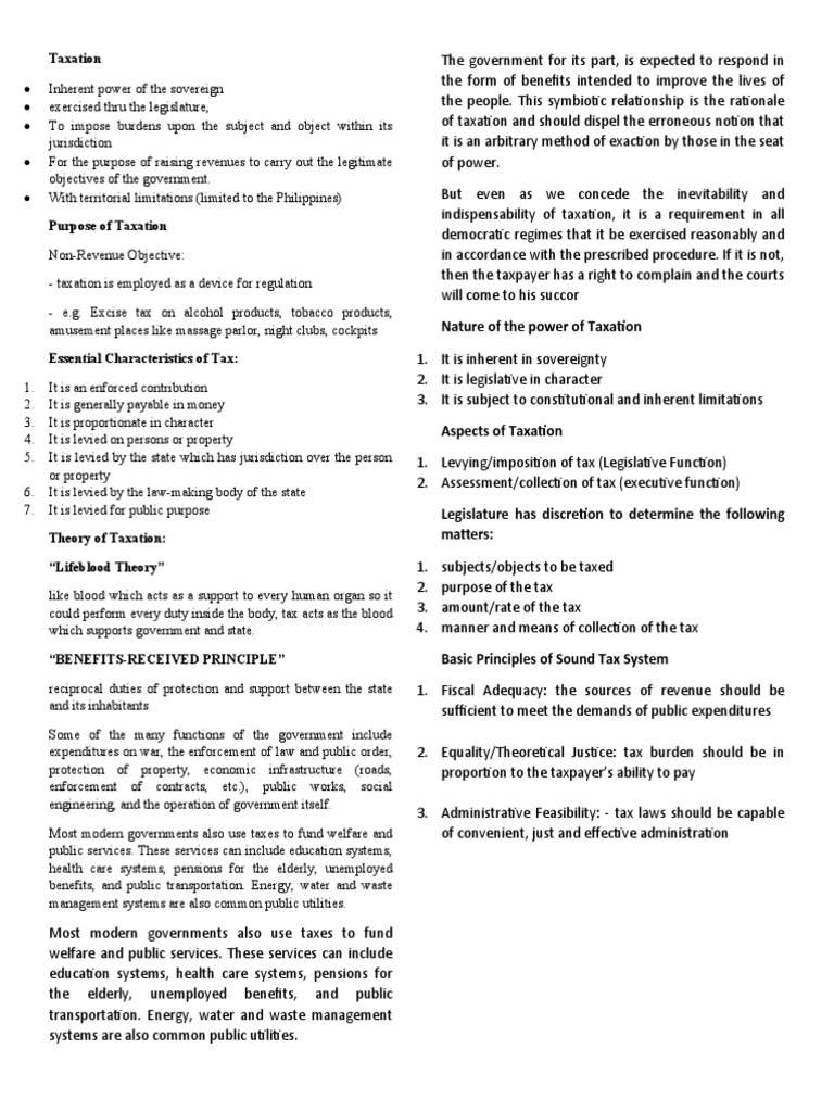 Lesson 1 - Taxation | PDF | Taxes | Welfare