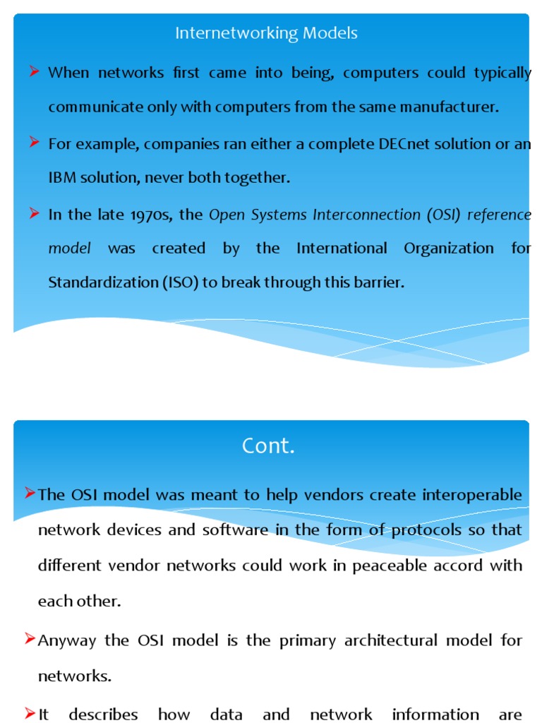 Internetworking Models: Model Was Created by The International ...