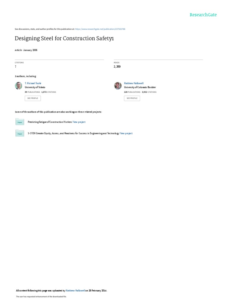 Designing Steel For Construction Safety1 | PDF | Safety | Design