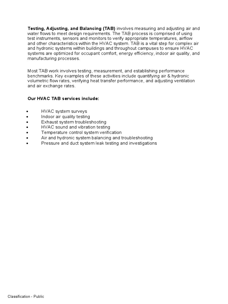 Testing, Adjusting, and Balancing (TAB) Involves Measuring and ...