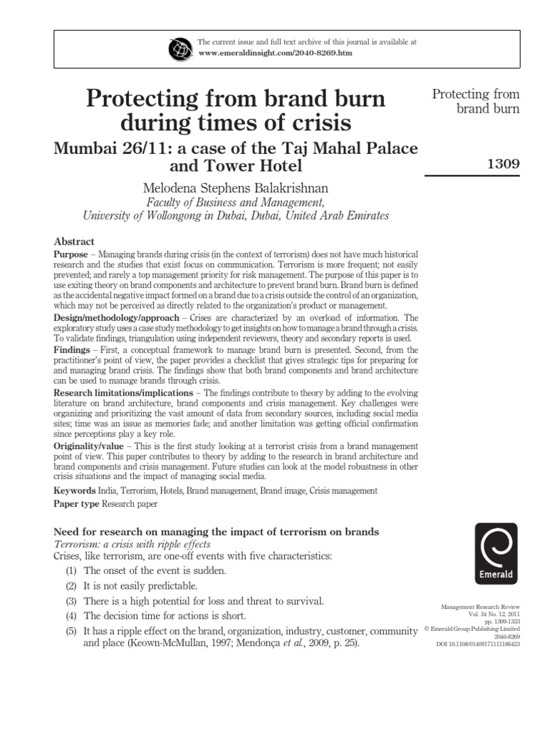 Bala Krishnan 2011 Brand Burn | PDF | Brand | Crisis Management