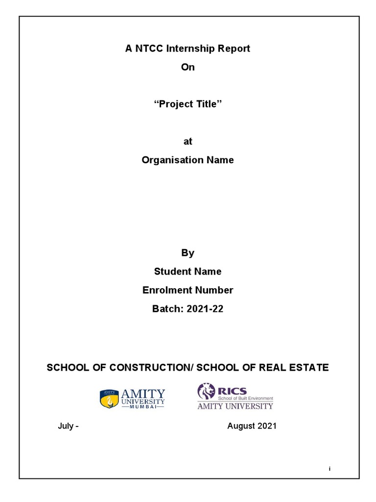 NTCC Report Template | PDF | Plagiarism | Citation