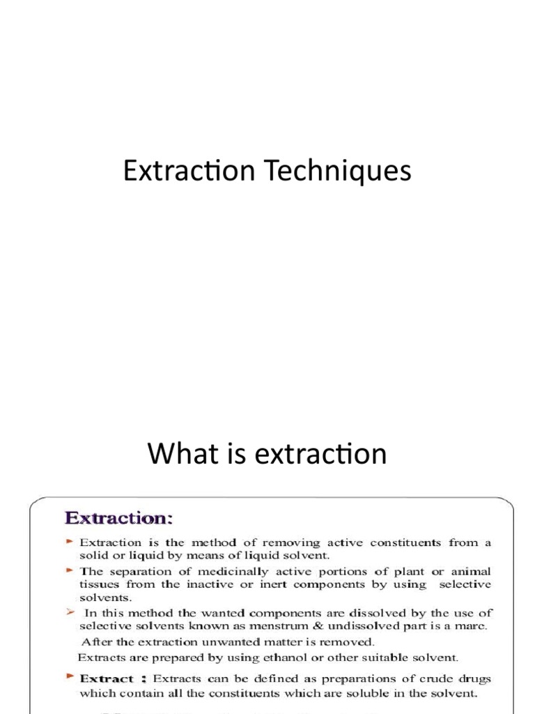 Extraction Techniques | PDF | Science & Mathematics