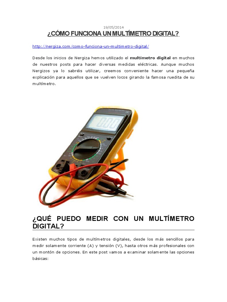 Cómo Funciona Un Multímetro Digital | PDF