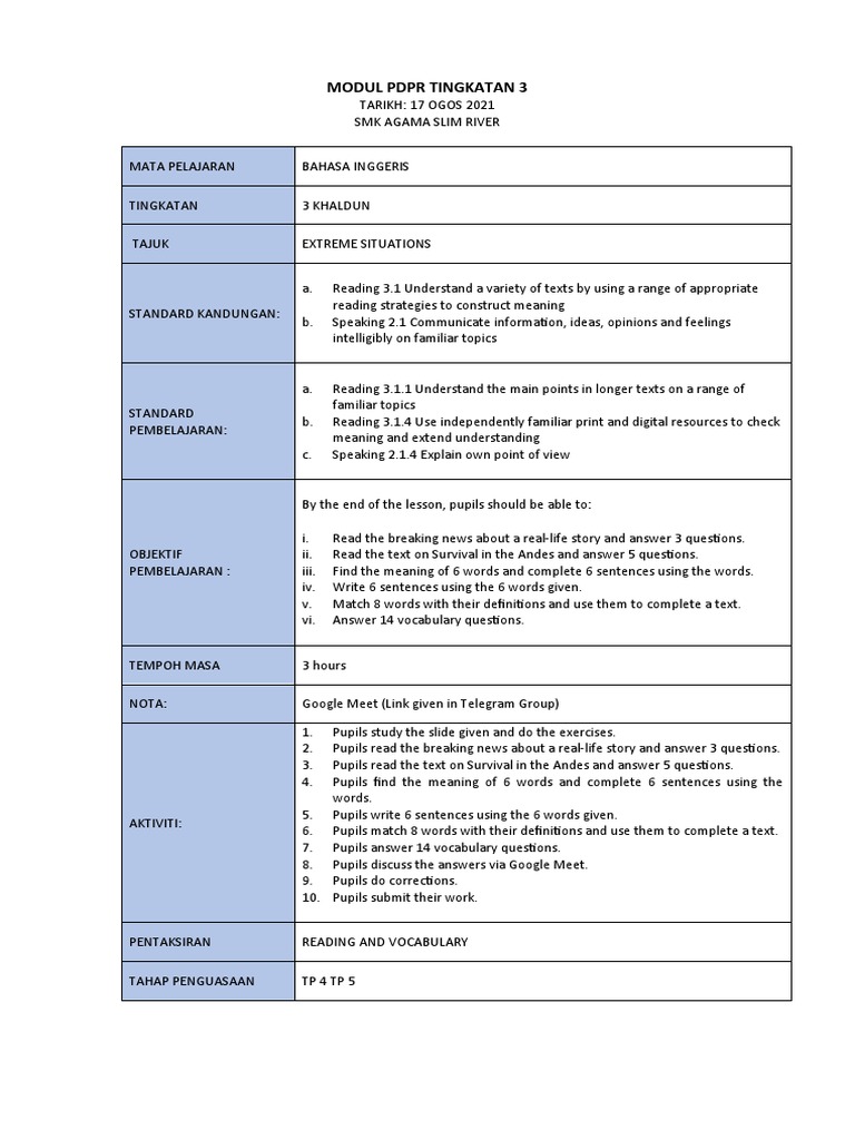 Surviving Extreme Situations: A Lesson on Reading Comprehension ...