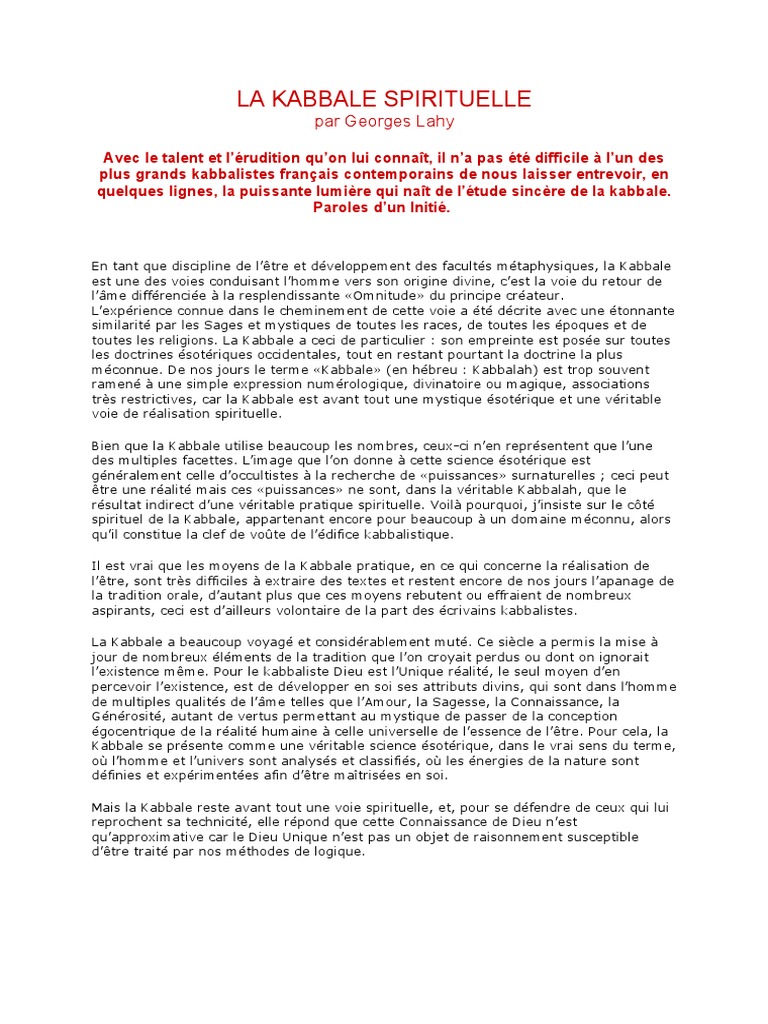 Cabbale Esprit Relation | PDF | Kabbale | Torah