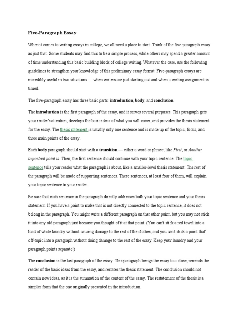 Five-Paragraph Essay: Thesis Statement | PDF | Essays | Paragraph