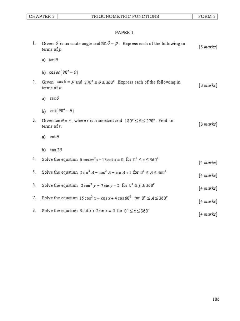 f5 c5 Trigonometric Function | PDF