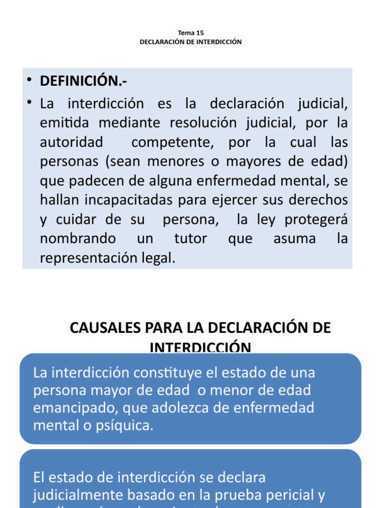 Tema 15 DECLARACIÓN DE INTERDICCIÓN | PDF | Parentesco | Crimen y violencia