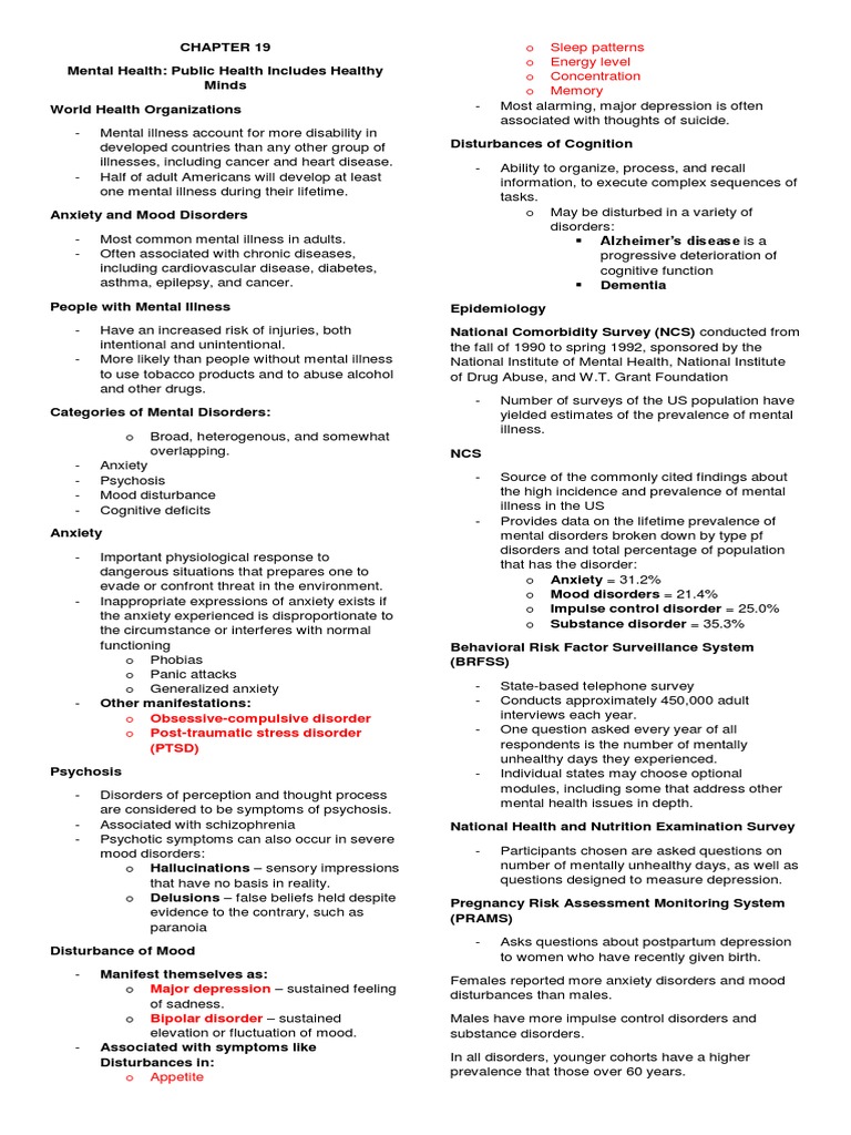 CPH Finals | PDF | Mental Disorder | Anxiety Disorder