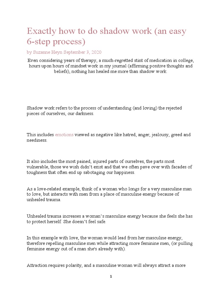 Shadow Work-Inner Child Work | PDF | Shadow (Psychology) | Feeling