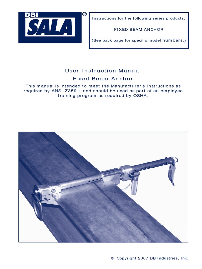 Dbi Sala I Beam Anchor Manual | PDF | Technology & Engineering