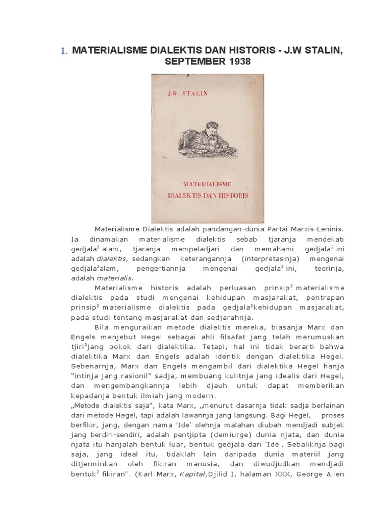 PERKEMBANGAN METODE DIALEKTIS DALAM MATERIALISME MARXIS | PDF