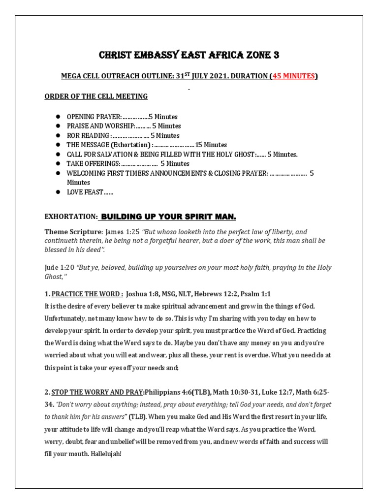 Mega Cell Outreach Outline. July 2021 | PDF | Jesus | Born Again