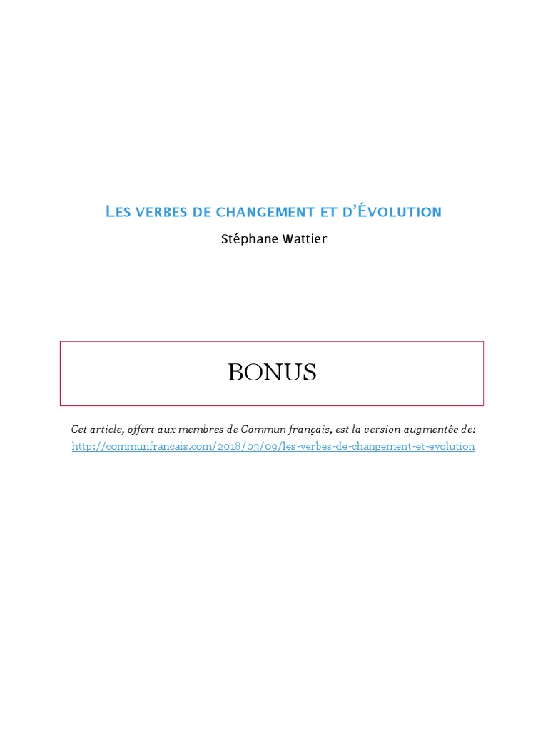 Bonus Verbes Changement Evolution | PDF | Verbe