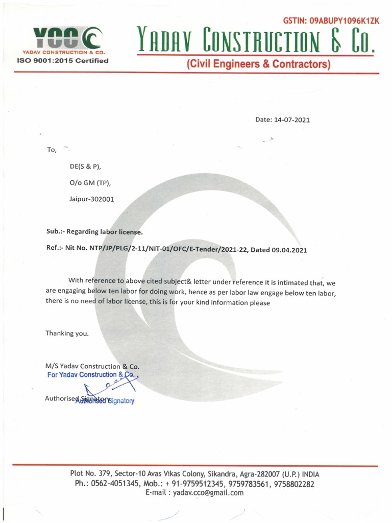 Labour License Reg. | PDF