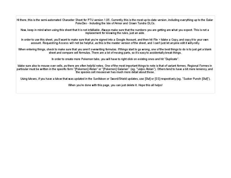 PTU Character Sheet Guide | PDF | Games & Activities | Language Arts ...