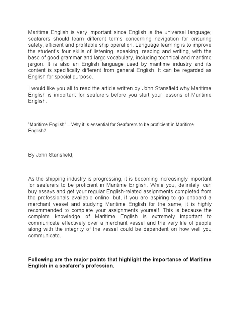 Maritime English | PDF | Water Transport | Linguistics