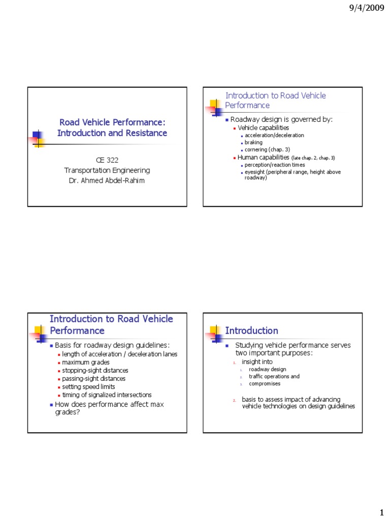 Class-4 The Vehicle - Vehicle Resistance 1 | PDF | Friction | Drag ...