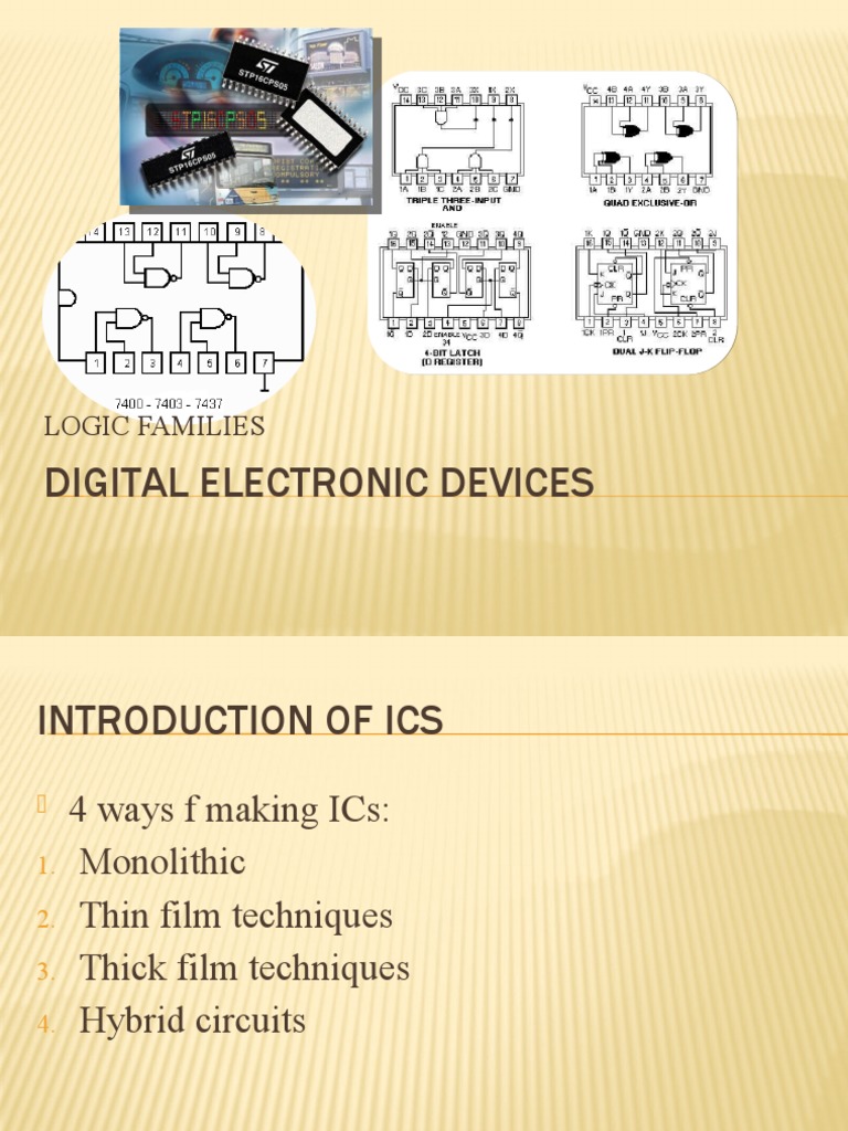 Digital Electronic Devices Logic Families | PDF | Cmos | Integrated Circuit
