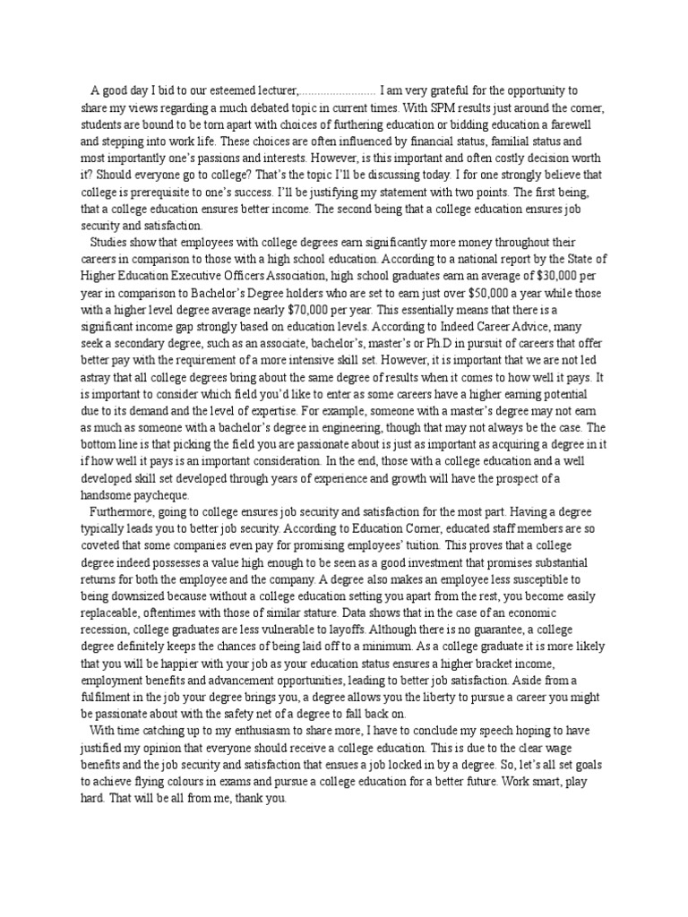 Should Everyone Go To College? | PDF | Layoff | Employment Should Everyone Go To College? | PDF | Layoff | Employment