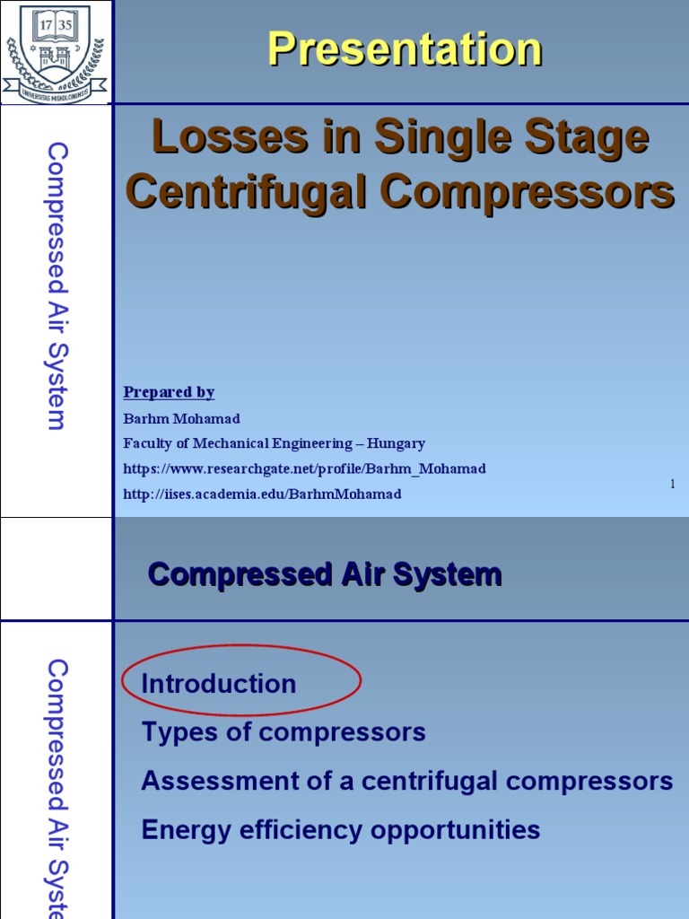 Losses in Single Stage Centrifugal Compressors | PDF | Turbine | Fluid ...