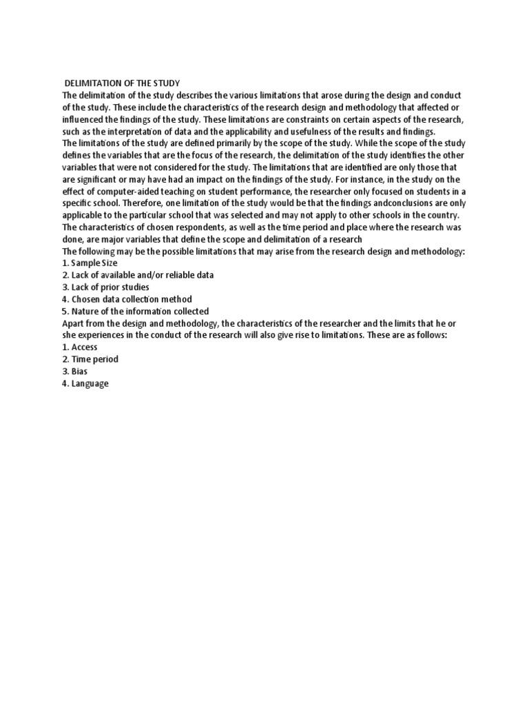 Study Delimitations and Limitations Explained | PDF
