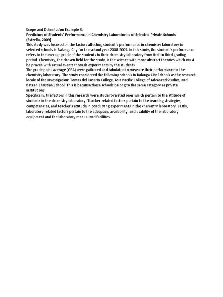 Scope and Delimitation Example 3 | PDF