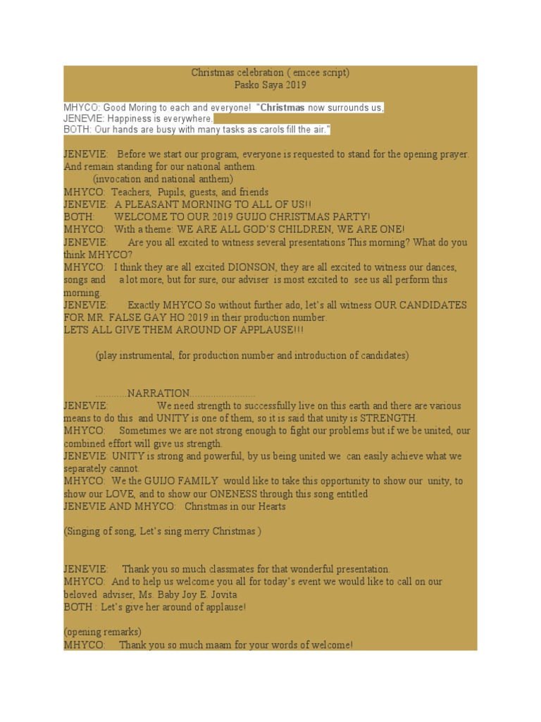 Script For Christmas Party | PDF