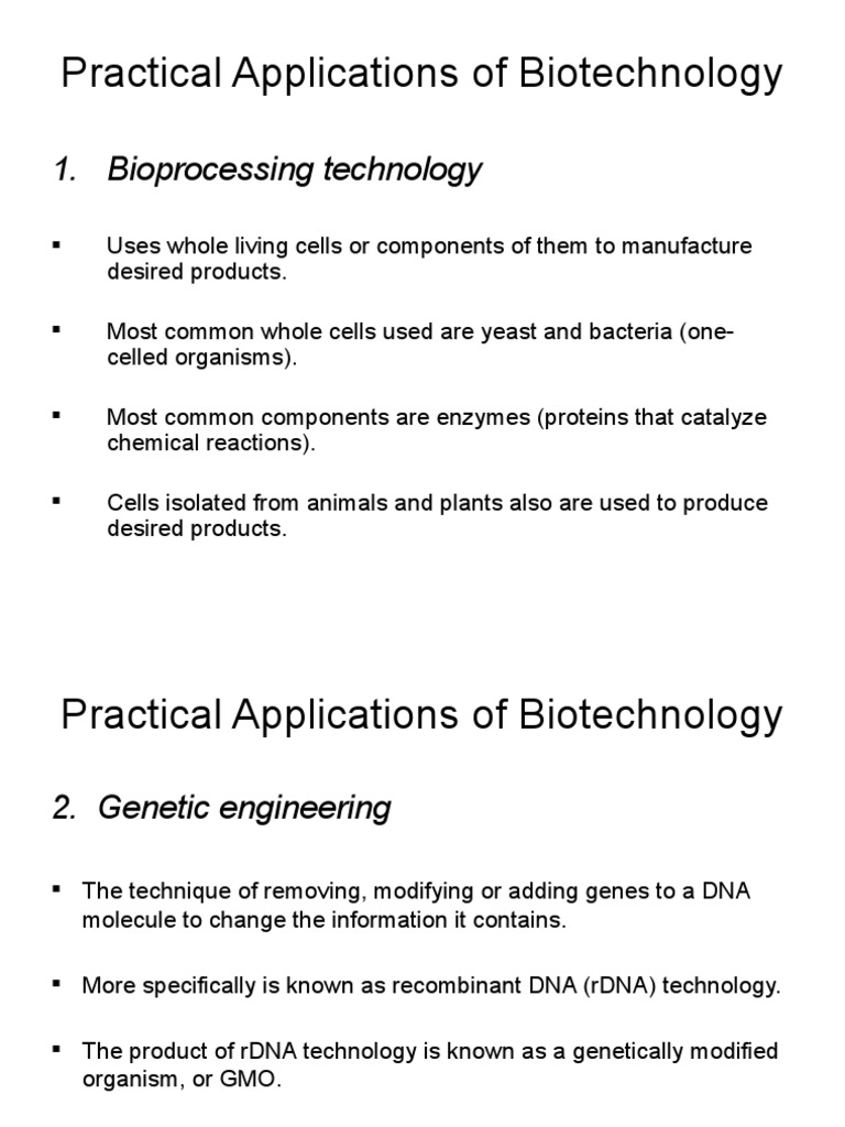 Practical Biotechnology Applications | PDF
