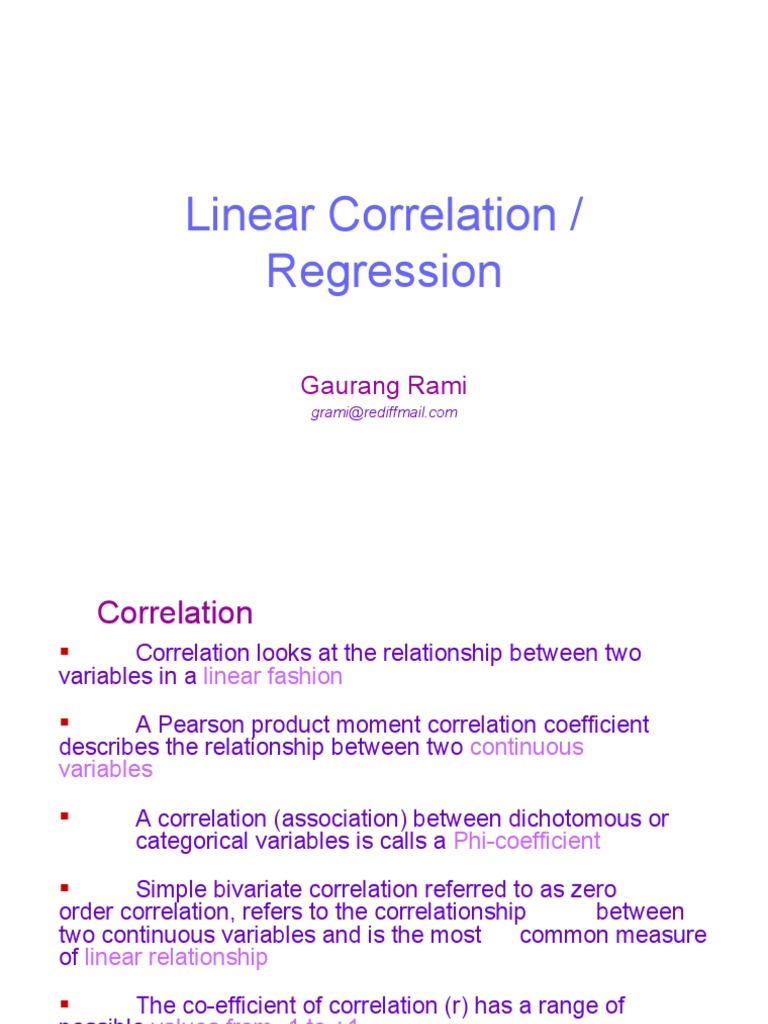 Linear Correlation / Regression: Gaurang Rami | Download Free PDF | Correlation And Dependence ...