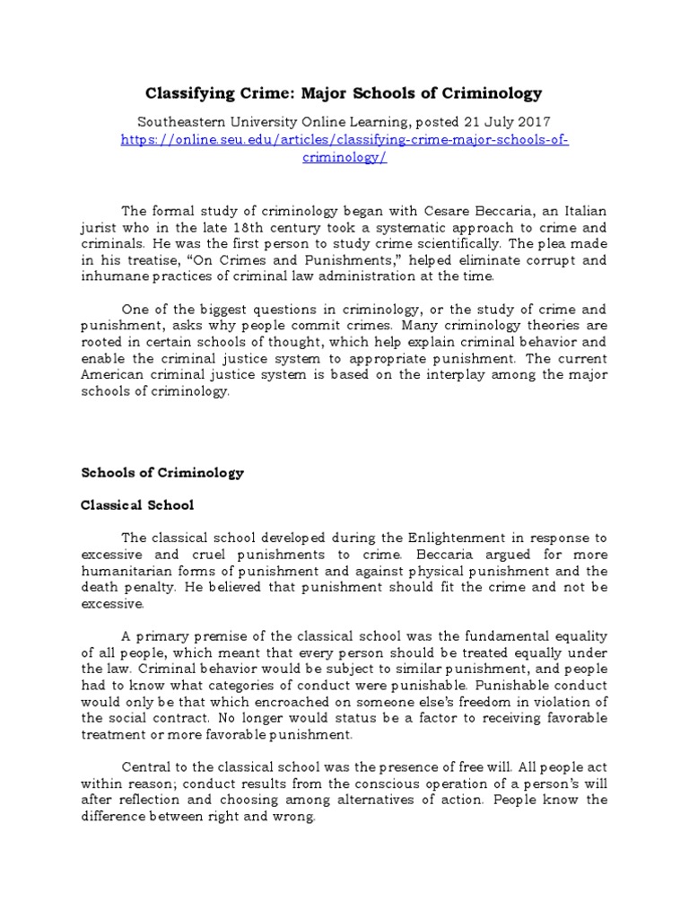 Classifying Crime Major School of Criminology | PDF | Criminology | Crimes