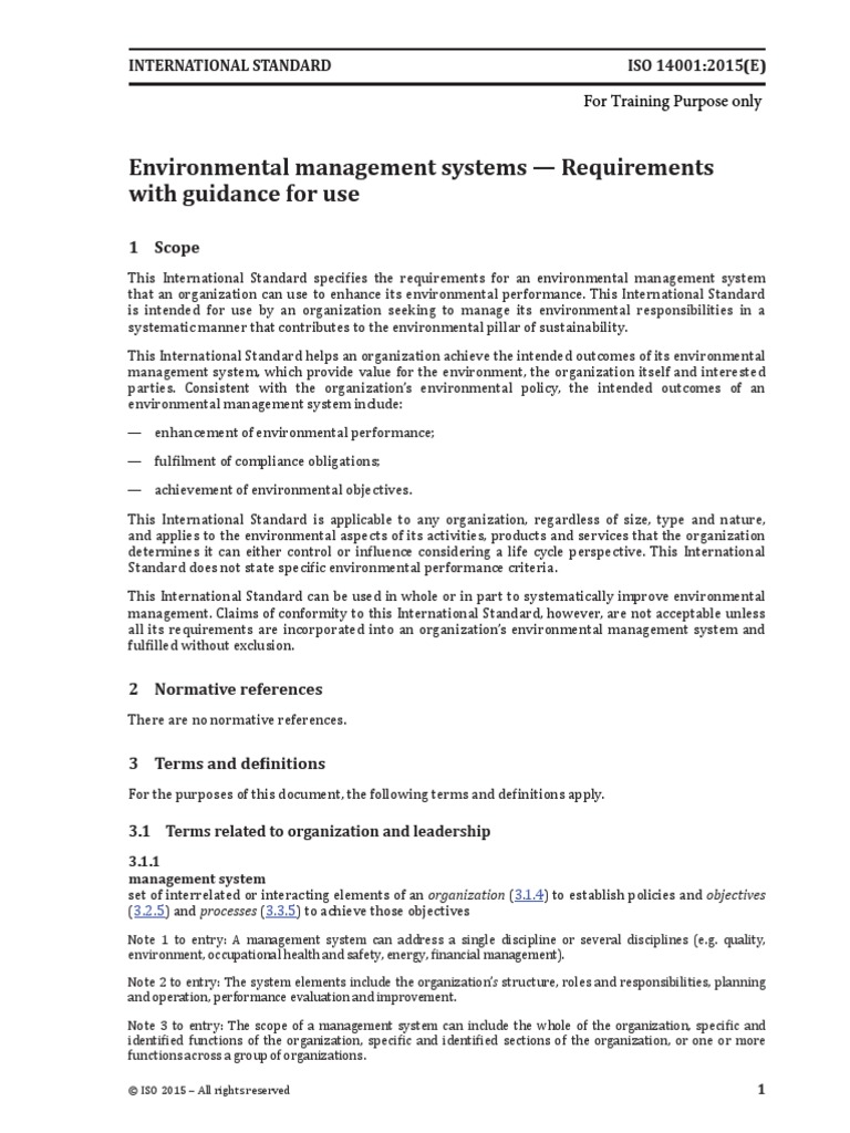 ISO-14001-2015 EMS Requirements | PDF | Audit | Regulatory Compliance