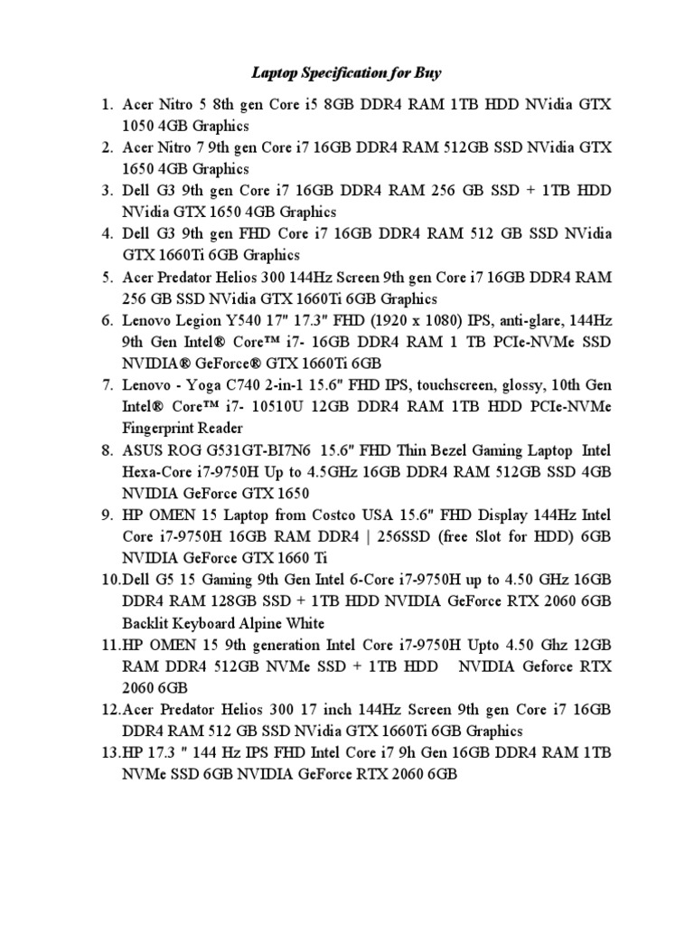 Laptop Specification For Buy | PDF | Microcomputers | Video Game Platforms