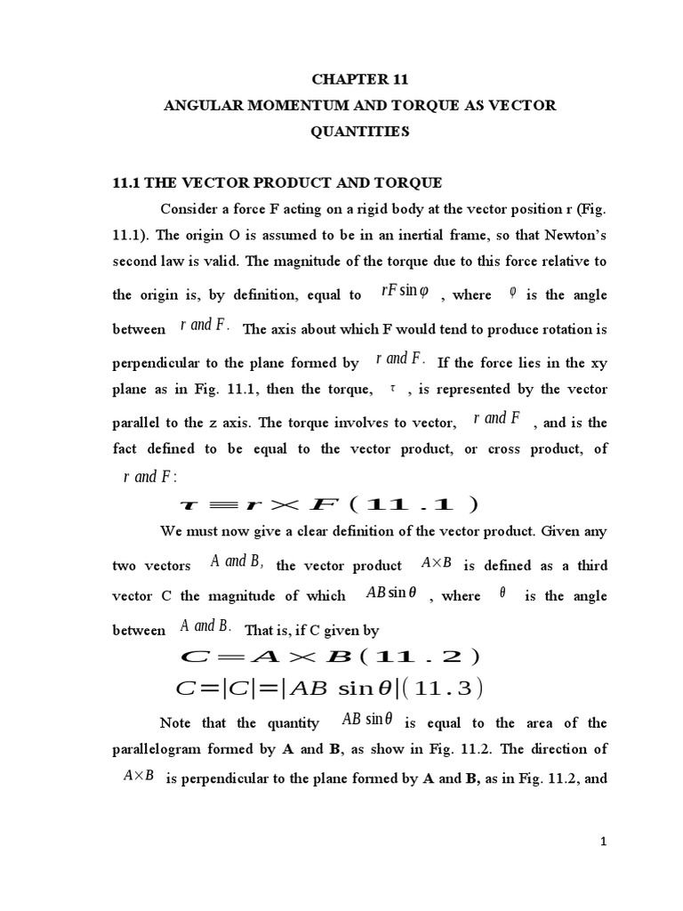 ANGULAR MOMENTUM AND TORQUE AS VECTOR QUANTITIES | PDF | Rotation ...