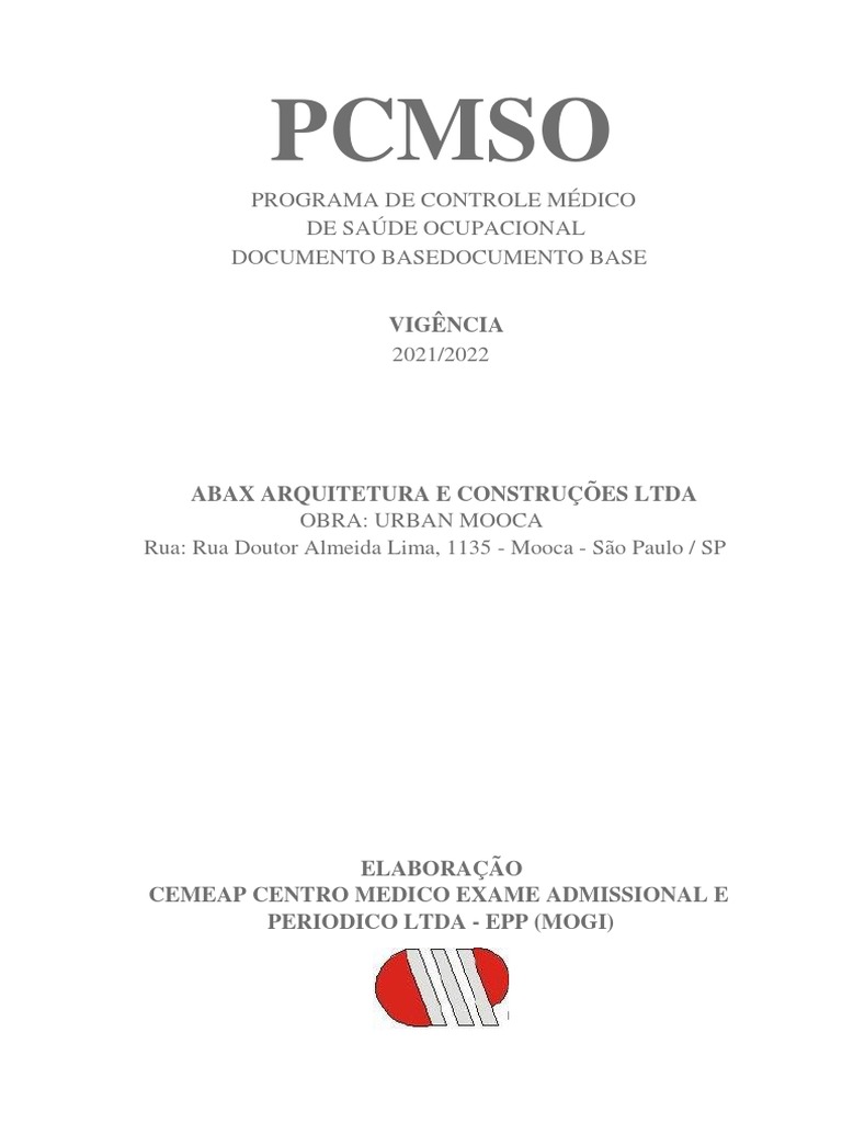 PCMSO: Documento Base 2021/2022 | PDF | Ciências da Saúde