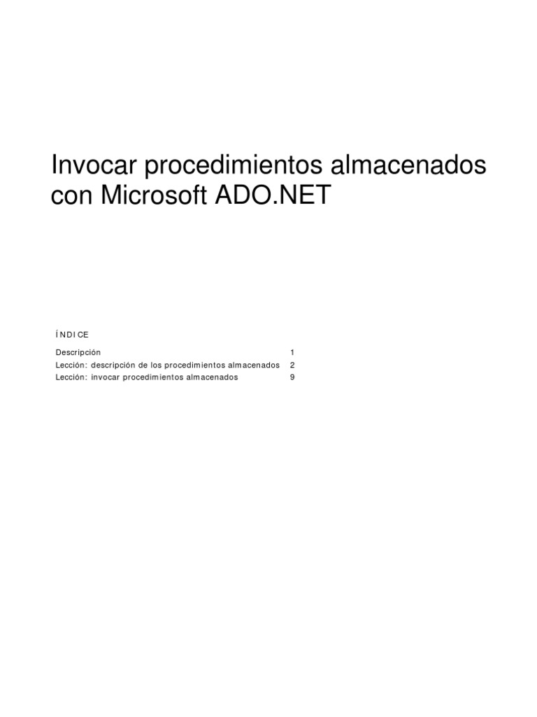 Uso de Procedimientos Almacenados | PDF | Active X Data Objects | Servidor SQL de Microsoft