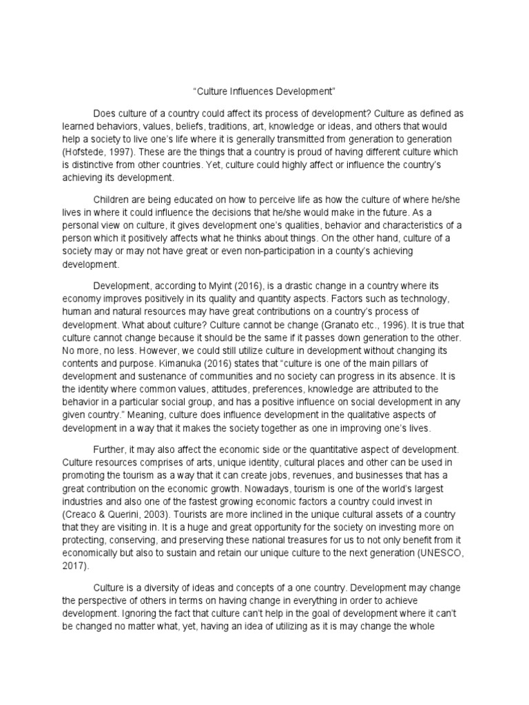 Culture Influences Development | PDF | Society | Behavior