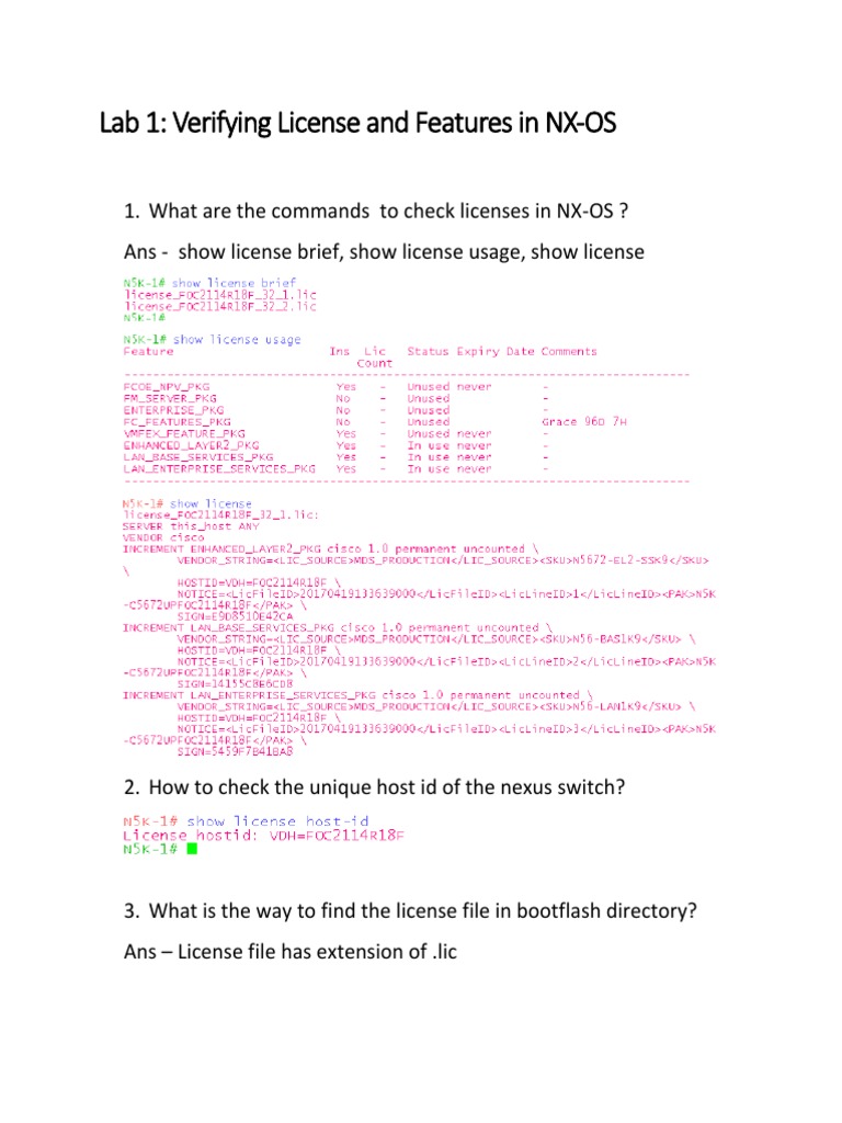 Lab 1: Verifying License and Features in NX-OS | PDF | Port (Computer ...